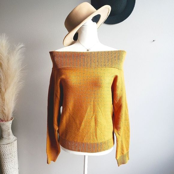 Modern Fit Boutique | Sweaters | Left Clearance Mustard Off Shoulder ...